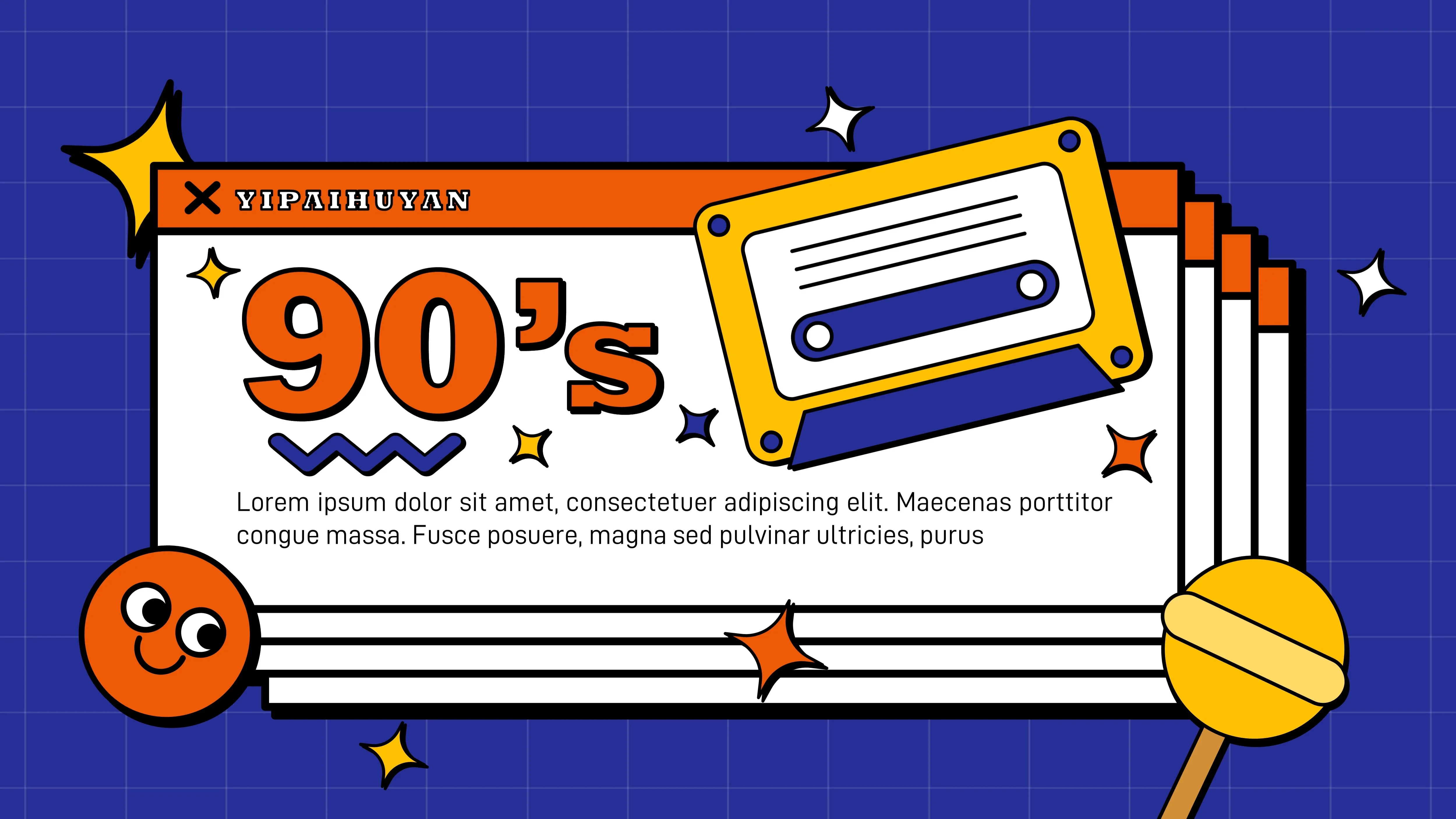 复古色系90s年代通用型PPT模板 - PPT世界